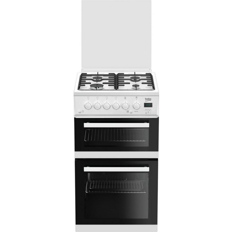 Beko EDG506W 50cm Twin Cavity Gas Cooker with Glass Lid - White - Beko ...