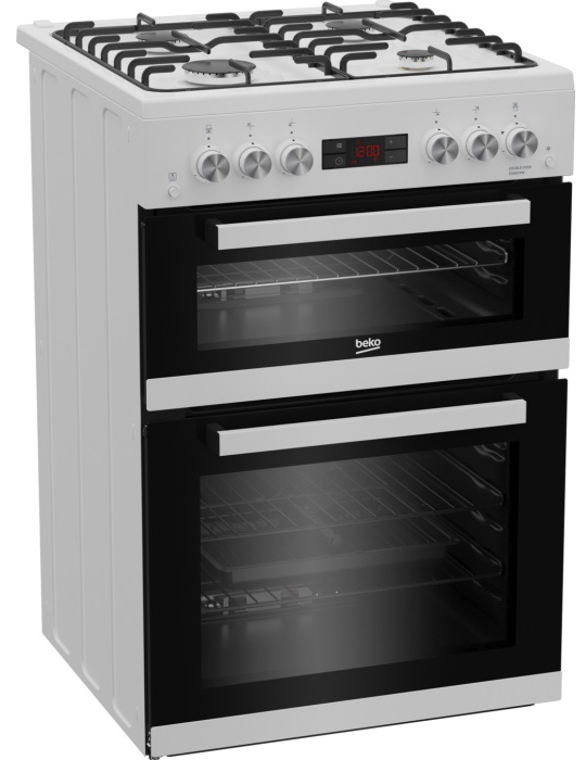 Beko EDG634W 60cm Double Oven Gas Cooker with Gas Hob - White - Beko ...
