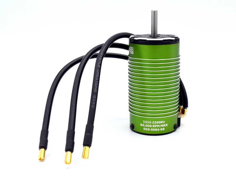CASTLE MOTOR, 4-POLE SENSORED BRUSHLESS, 1515-2200KV 12WG, 4MM BULL M ...