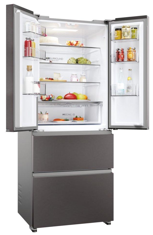 Haier HFR3718ENMD 70cm 60/40 Total No Frost Fridge Freezer - Dark Inox ...