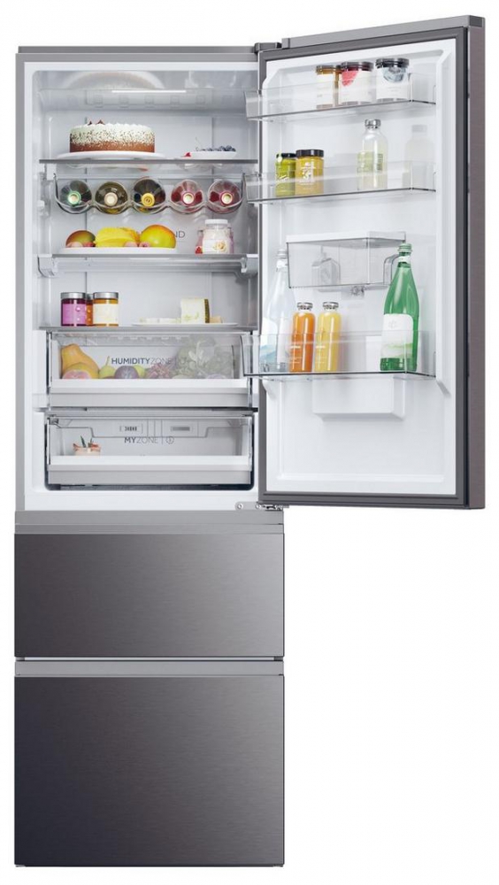Haier HTW5618EWMP 59.5cm 3D Fridge Freezer - Dark Inox - Haier ...
