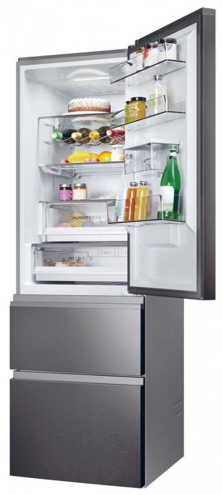 Haier HTW5618EWMP 59.5cm 3D Fridge Freezer - Dark Inox - Haier ...