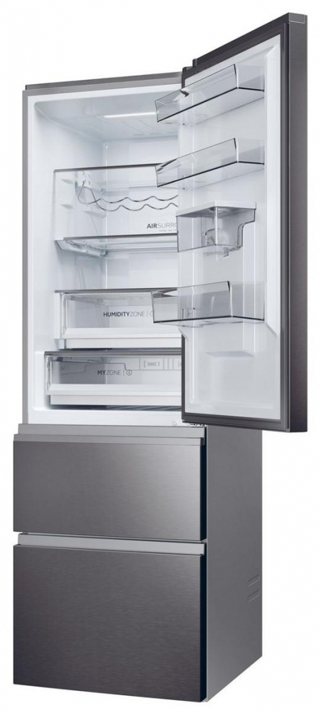 Haier HTW5618EWMP 59.5cm 3D Fridge Freezer - Dark Inox - Haier ...