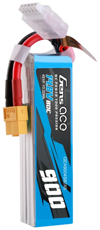 Li-Po 4S 14.8V 900mAh 80C with XT60 - O-G4S0900-80X6 - GENSACE - RC ...