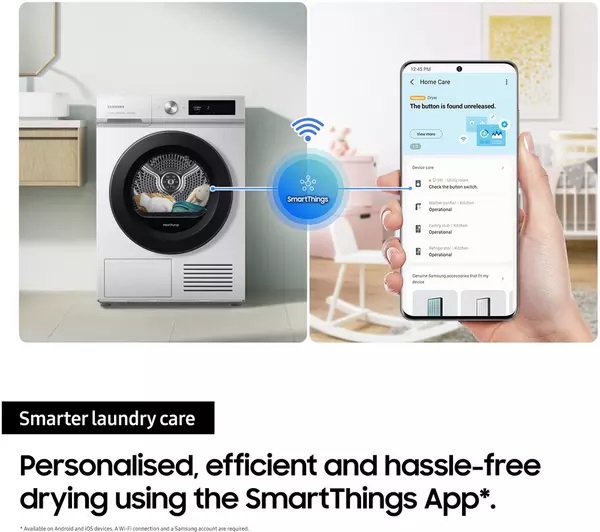 SAMSUNG Series 5+ OptimalDry DV90BB5245AW/S1 WiFi-enabled 9 kg Heat ...