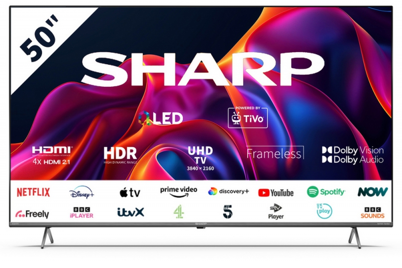 Sharp 4T-C50GM6245KS 50" 4K UHD Quantum Dot Frameless Smart TiVo TV ...