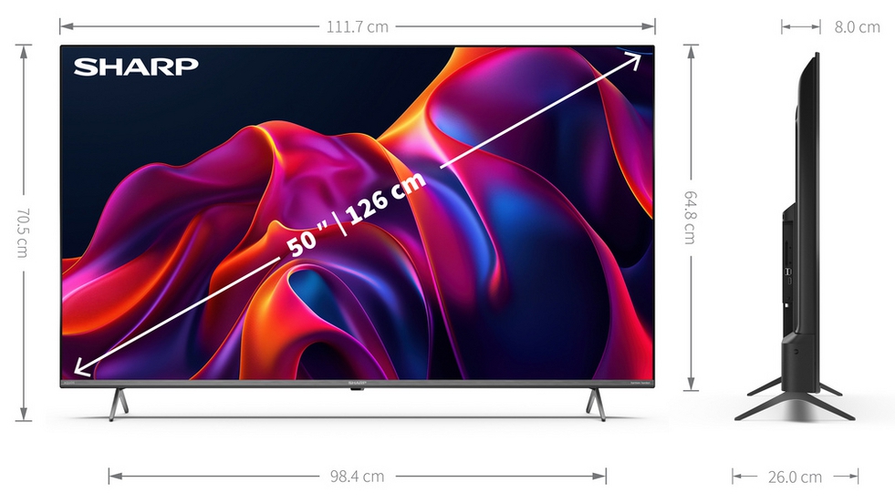 Sharp 4T-C50GM6245KS 50" 4K UHD Quantum Dot Frameless Smart TiVo TV ...