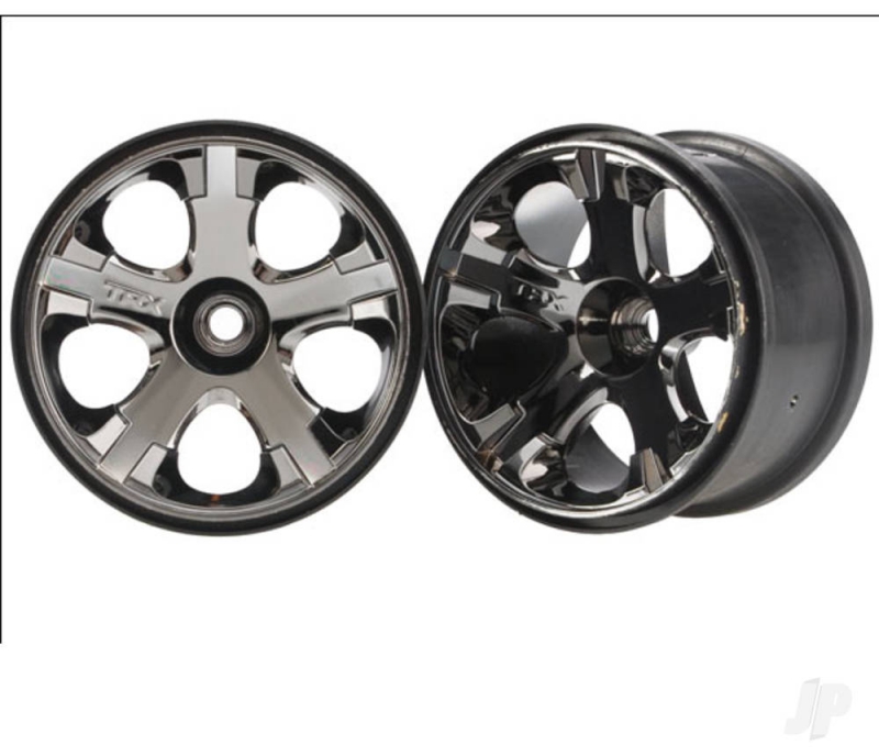 Traxxas Wheels, All-Star 2.8" (black chrome) (nitro front) (2) TRX5577A ...