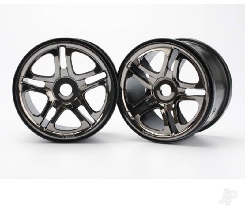 Traxxas Wheels, SS (split spoke) 3.8" (black chrome) (2) (use with 17mm ...