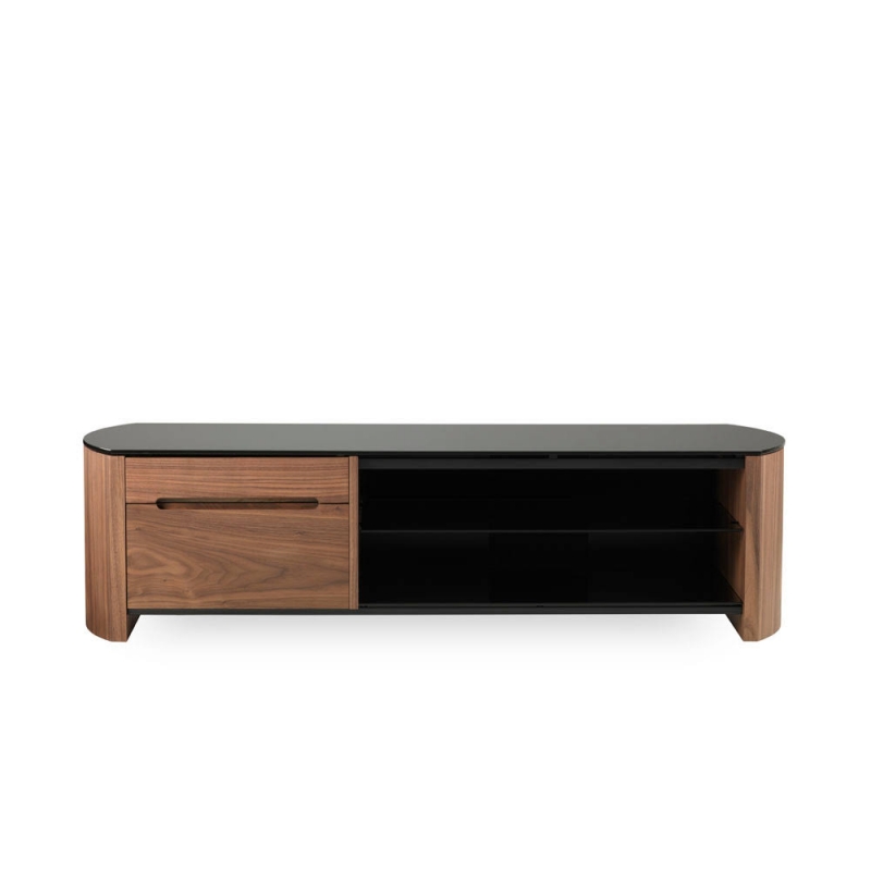 Appliance Electronics Alphason Finewoods FW1350CB W Black Glass Walnut TV Cabinet