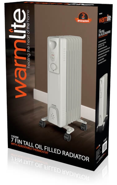 Warmlite WL43003Y 7 Fin Tall Oil Filled Radiator, 1500 W White